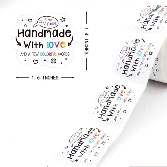 Office | 15 Handmade With Love And A Few Colorful Words Stickers | Poshmark